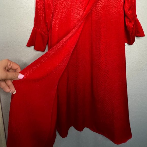 H&M | Dresses | Hm Red Snake Print Midi Jacquard Weave Dress | Poshmark